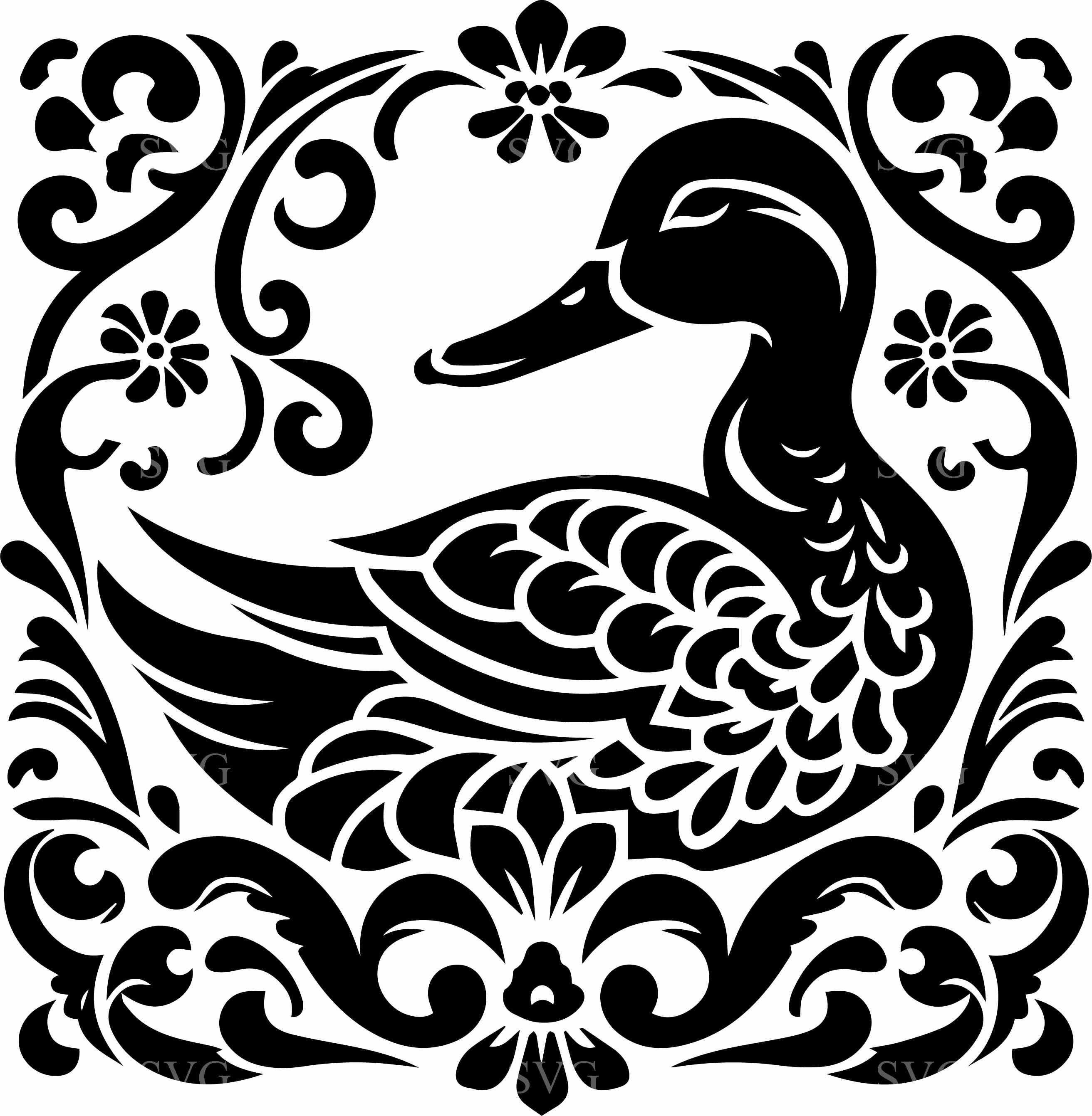 8 Floral Goose SVG – Elegant Bird Cut File for Cricut Silhouette ...