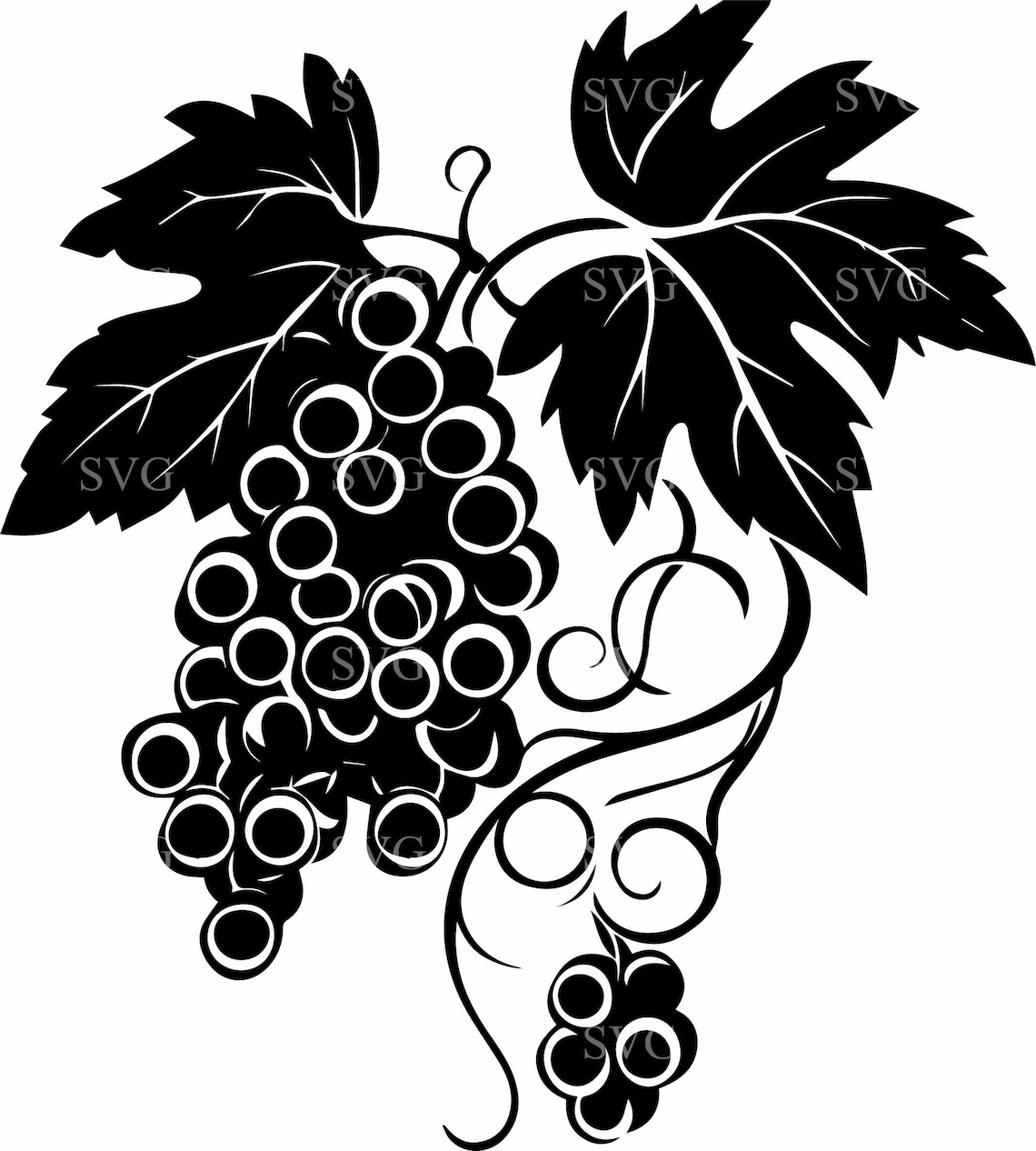 8 Grapevine Silhouette SVG 8 Cut File - Elegant Grape Cluster Design ...