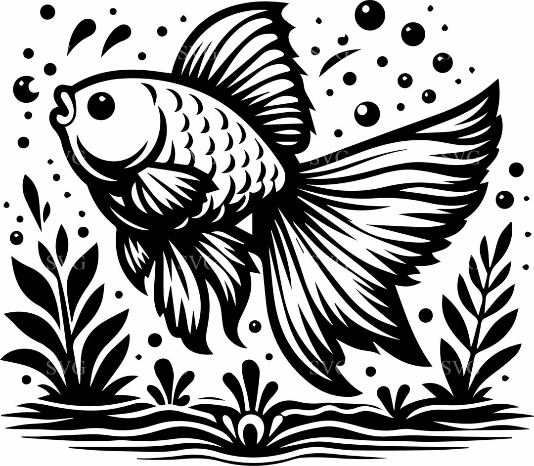 Flowing Goldfish SVG - 4 Elegant Fish Clipart for DIY Crafts, Decals ...