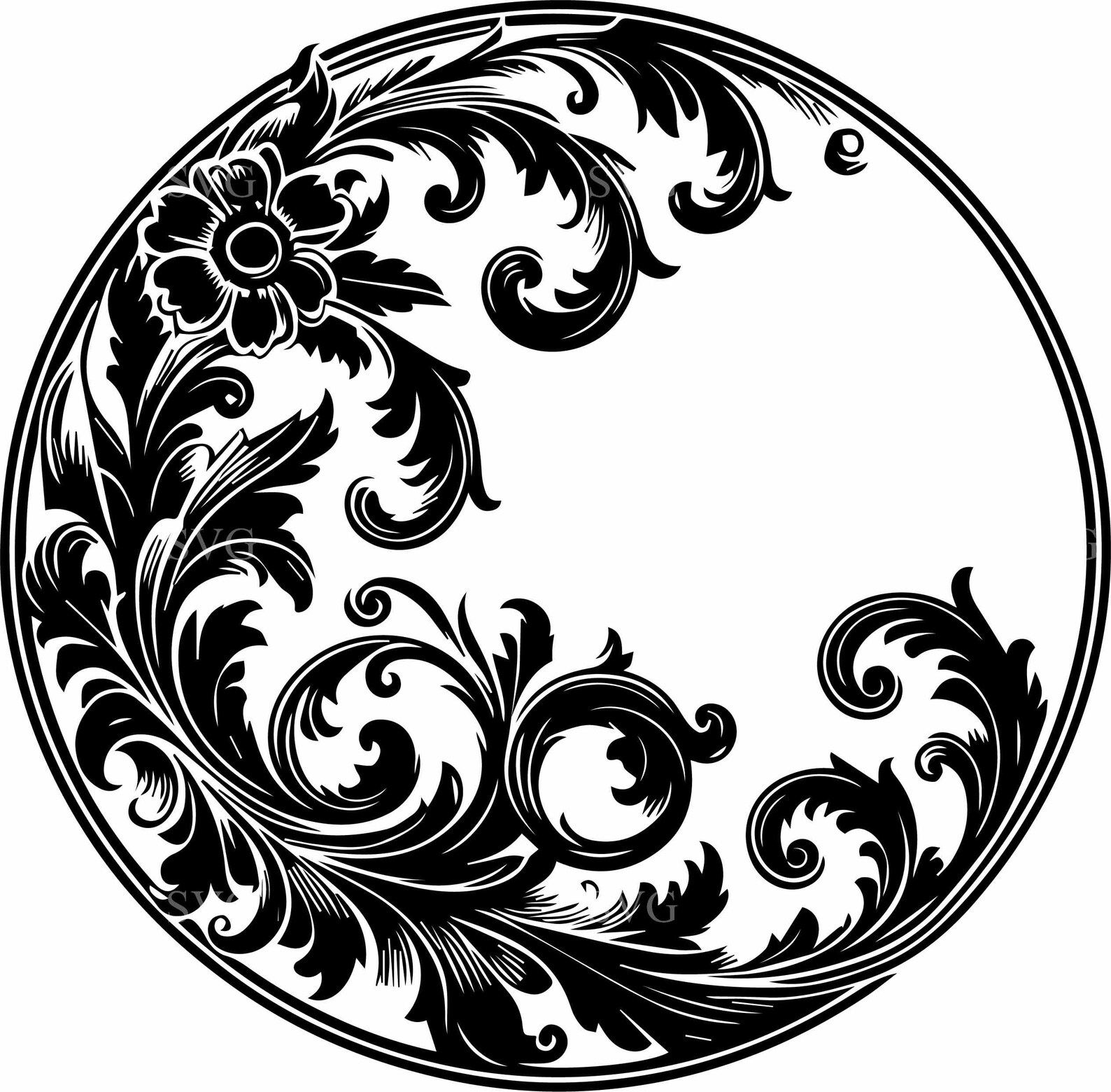 5 Floral Circle Frame SVG – Elegant Border Cut Files (digital Download ...