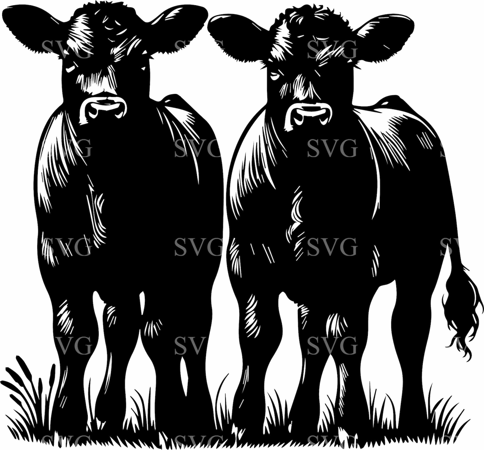 Angus Cow and Calf SVG, 5 Farm Animal Cut File, Rustic Livestock ...