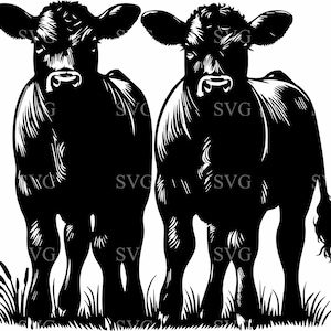 Angus Cow and Calf SVG, 5 Farm Animal Cut File, Rustic Livestock ...