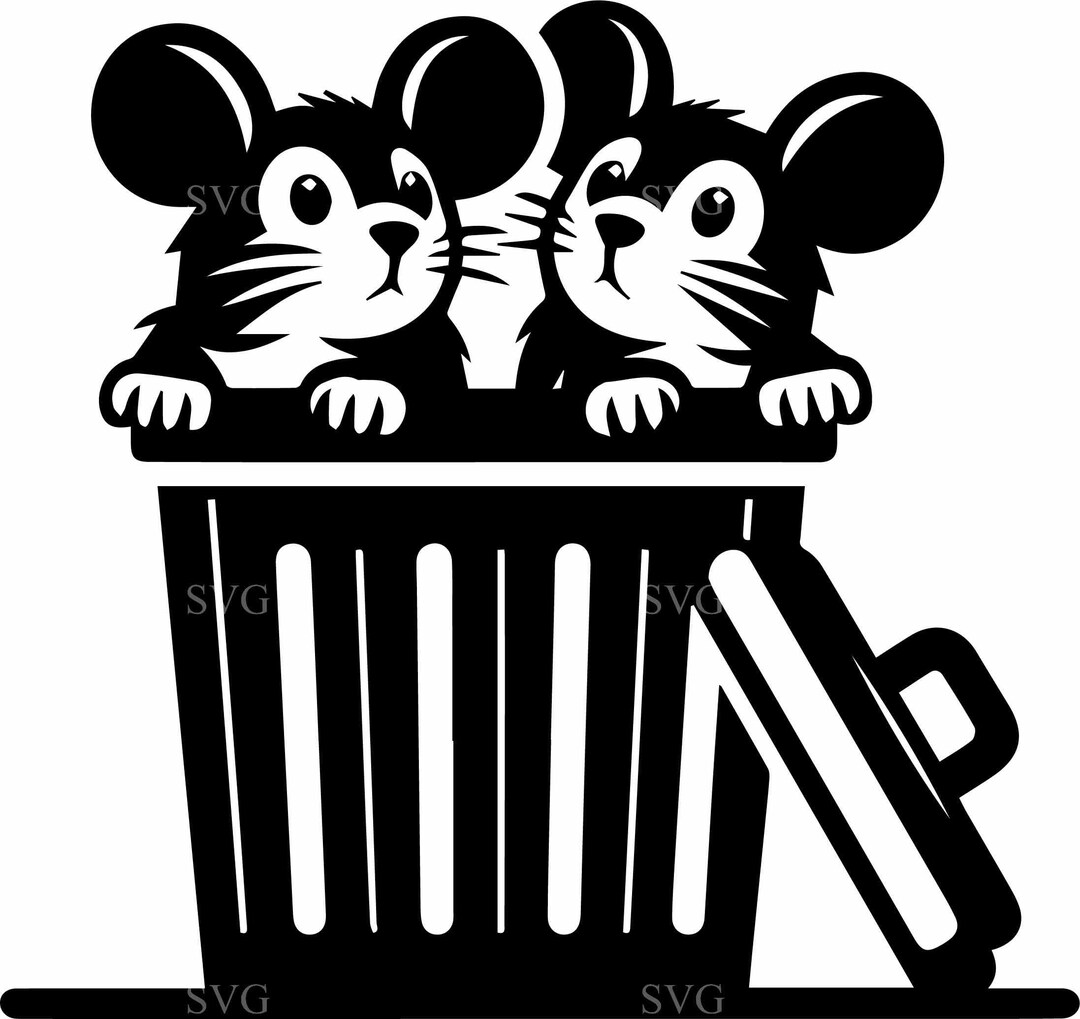 4 Two Mice SVG Mouse Trash Can Cut File – Funny Silhouette Kitchen ...