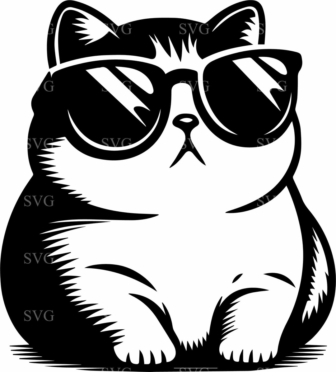 Cool Cat SVG, 7 Fluffy Cat With Sunglasses Cut File, Stylish Feline ...