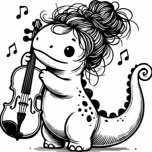 4 Dinosaur Violinist SVG | Cartoon Musical Dino Cut File (digital ...