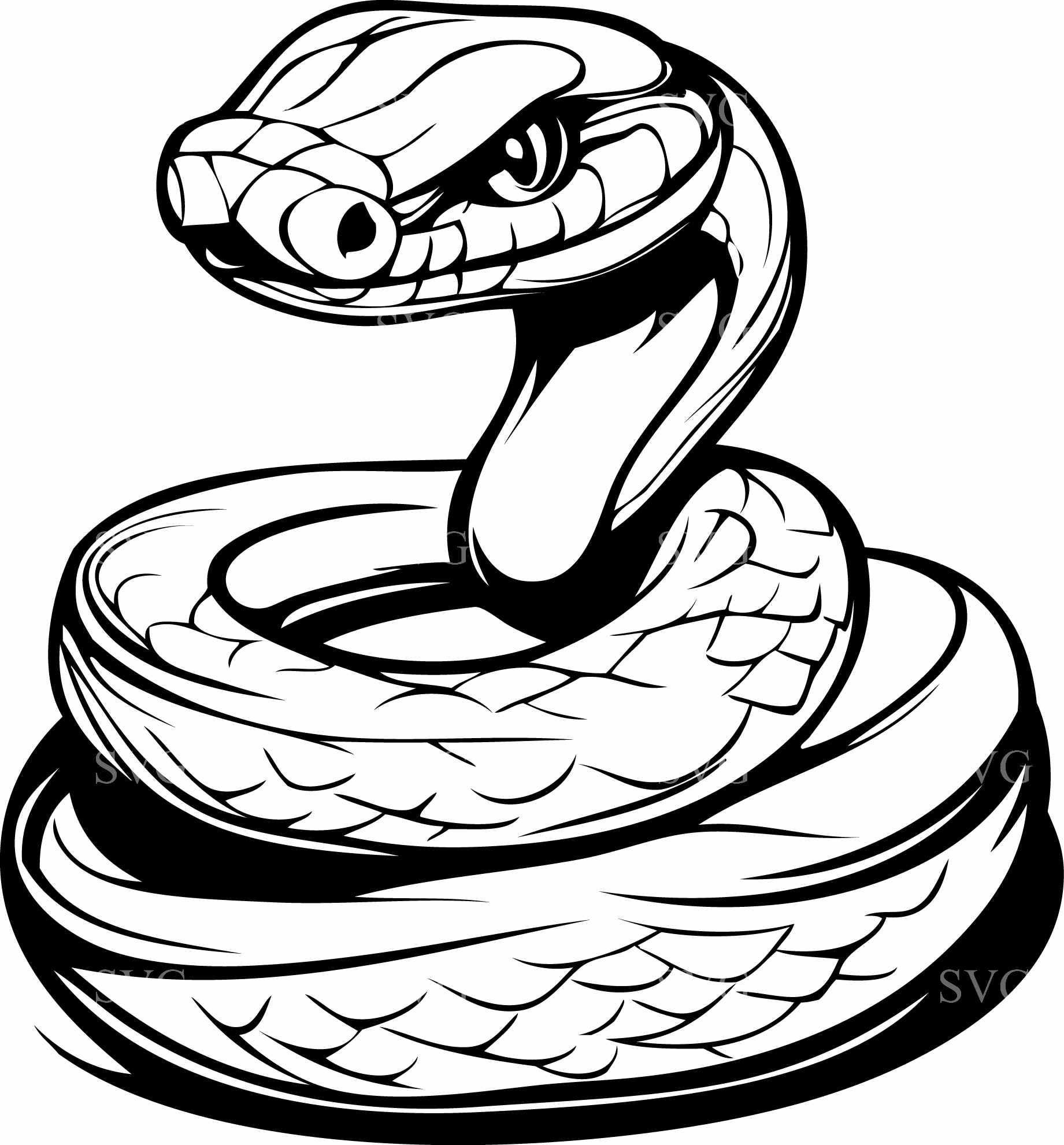 8 Coiled Snake SVG 8 Cut File - Fierce Cobra Silhouette Design - Bold ...