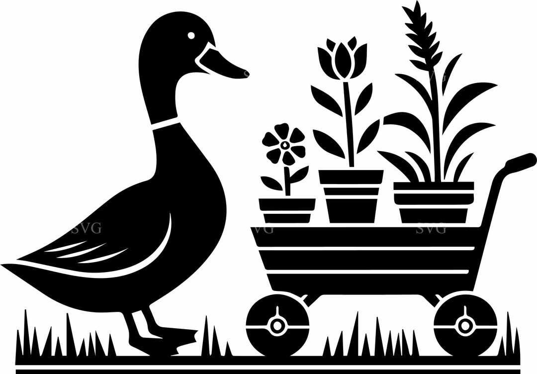 4 Gardener Duck SVG – Whimsical Animal Cart Cut File (digital Download ...