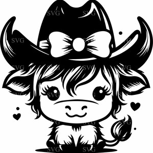 4 Cowboy Highland Cow SVG, Western Bandana, Cricut Cut File (digital ...