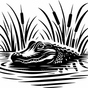 Alligator in Water SVG 4 Cut File - Swamp Wildlife Design, Nature ...