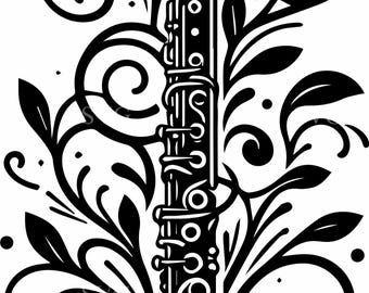 4 Floral Clarinet SVG – Elegant Instrument Cut File (digital) - Etsy