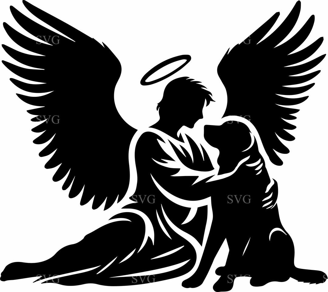 8 Dog Angel SVG – Pet Loss SVG Cut File – Guardian Angel and Big Dog ...