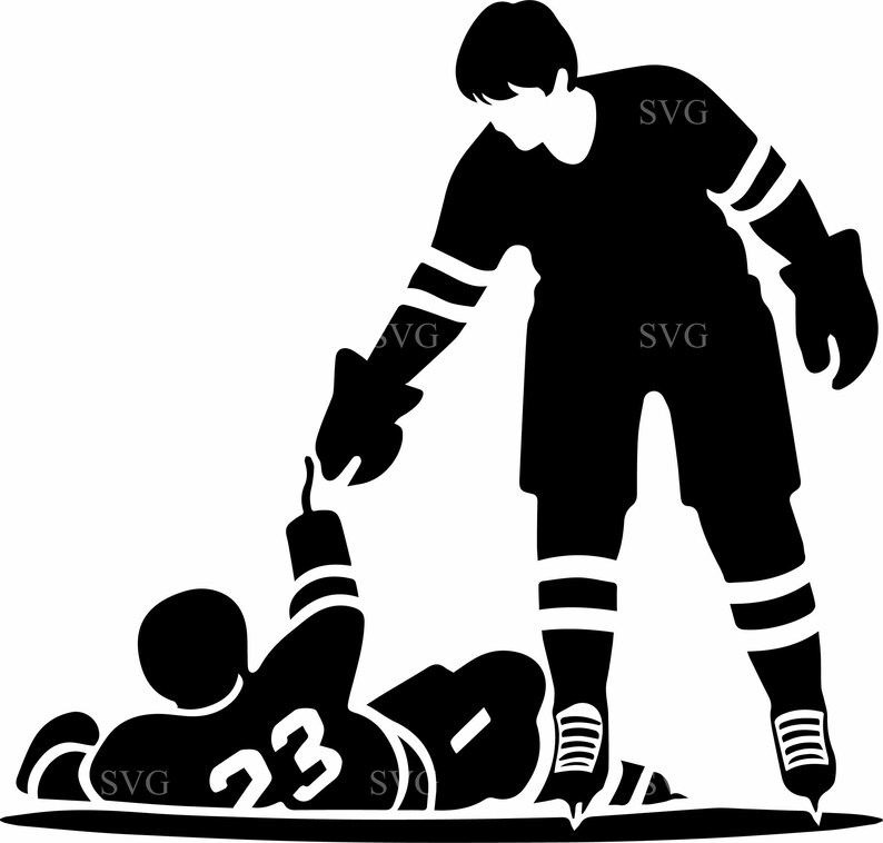 5 Hockey Teamwork SVG – Helping Teammate Sports Unity Silhouette Ice ...
