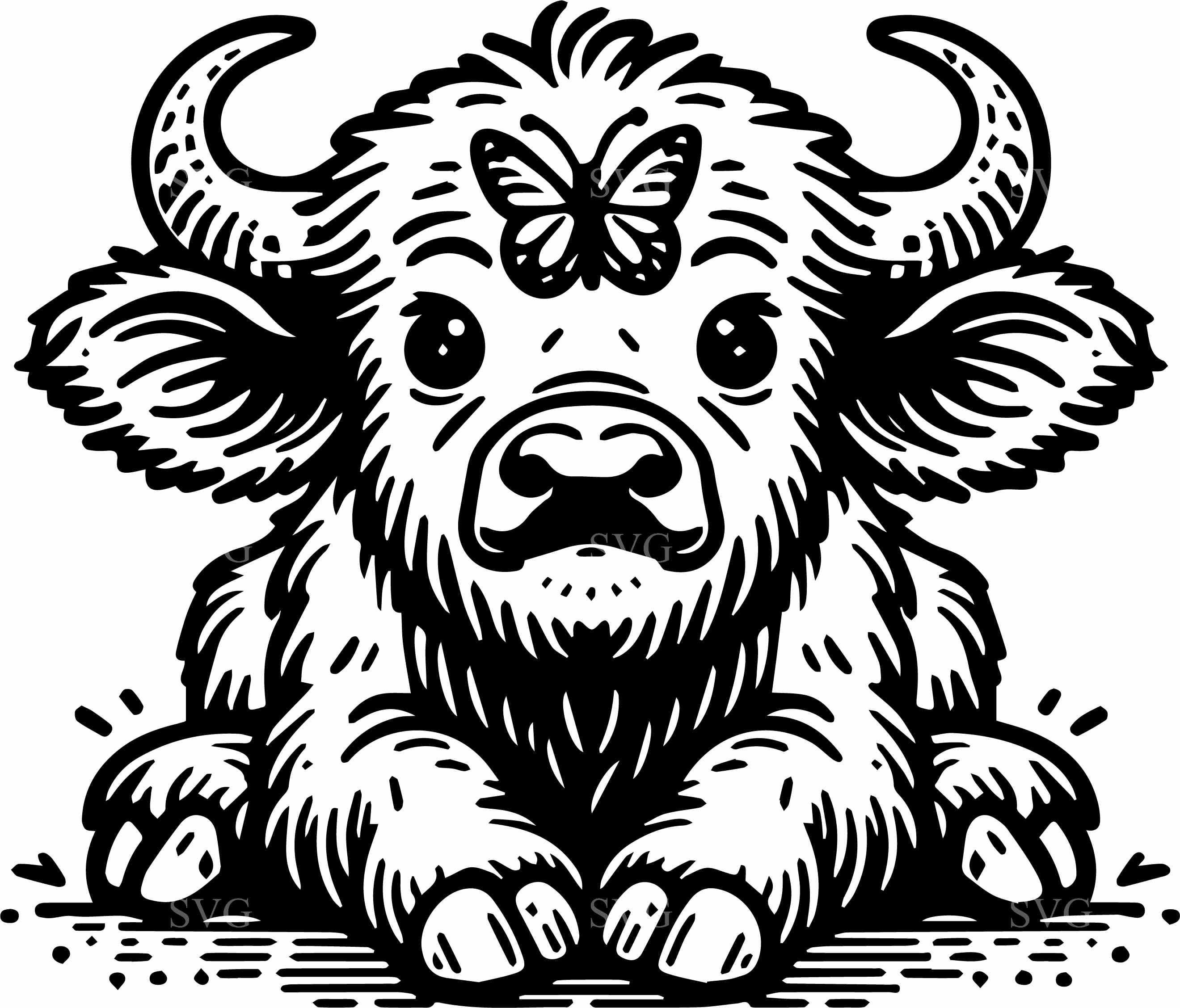 6 Farm Animal SVG Baby Buffalo Butterfly Cut File Rustic Country, Vinyl ...