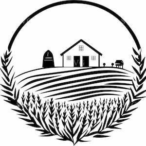 8 Farm Scene SVG Cut File | Rustic Barn Wheat Field Clipart (digital ...