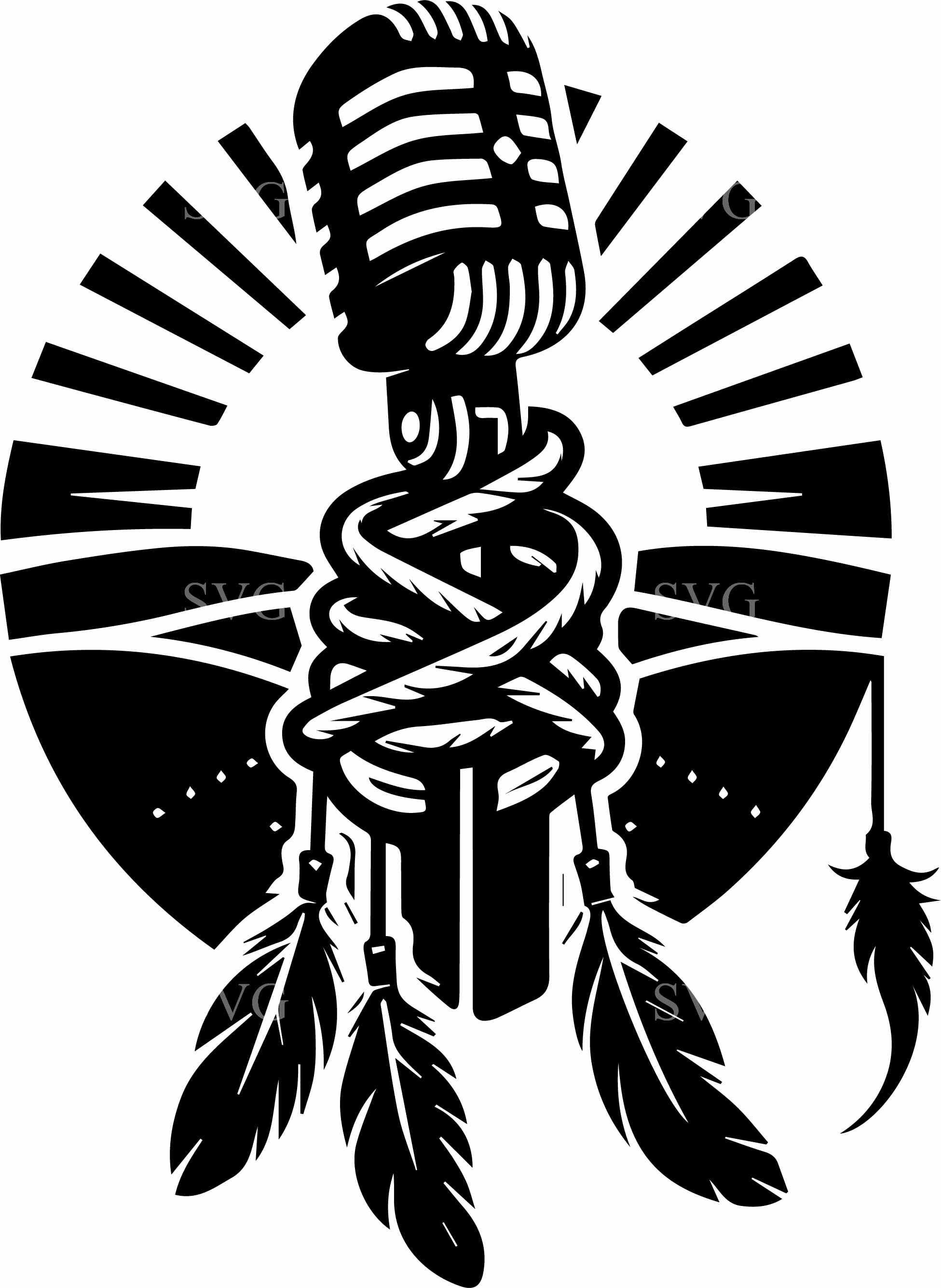 7 Western Microphone SVG – Sunset, Rope & Feathers Clipart (digital Cut ...