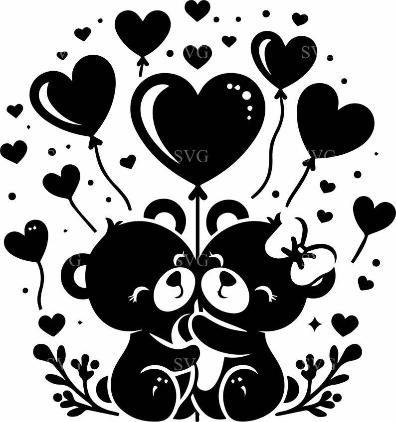 7 Love Bears SVG – Romantic Couple Cut File for Cricut, Valentine ...