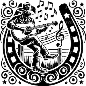 6 Cowboy Guitarist SVG – Rustic Western Music Design (digital Download ...