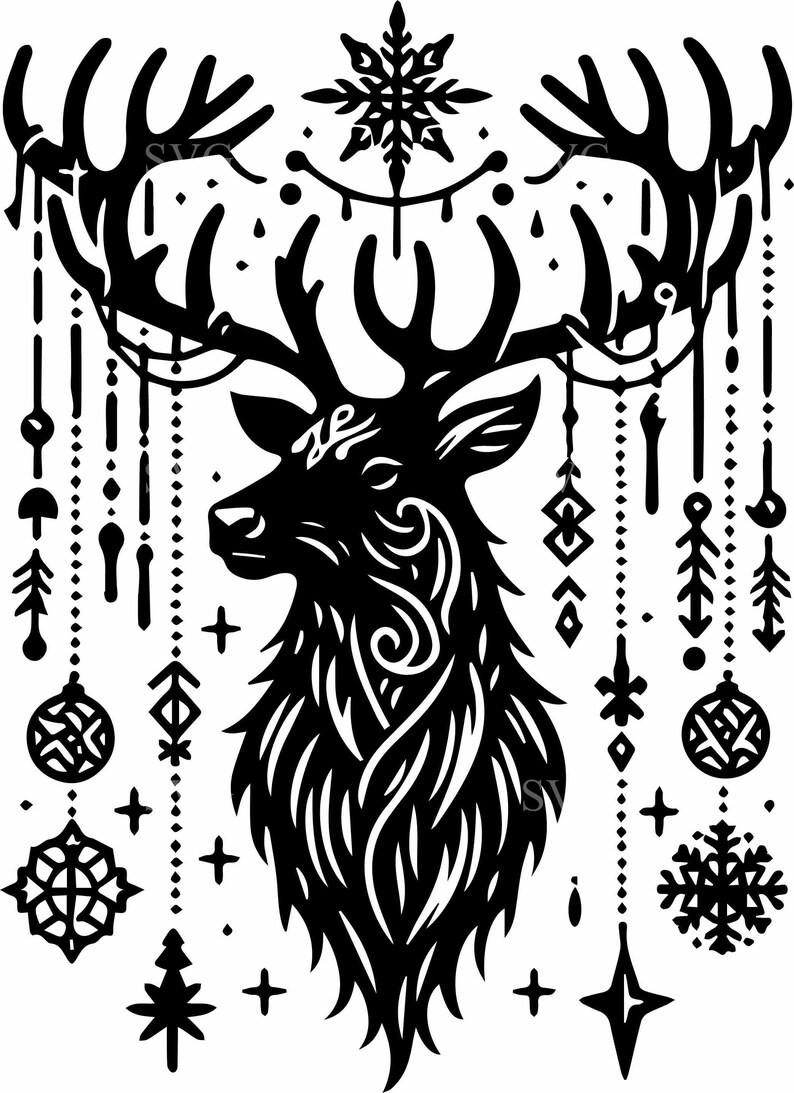 8 Winter Deer SVG – 8 Nordic Reindeer Cut File – Christmas Forest ...