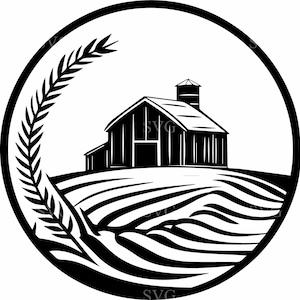 8 Farm Scene SVG Cut File | Rustic Barn Wheat Field Clipart (digital ...