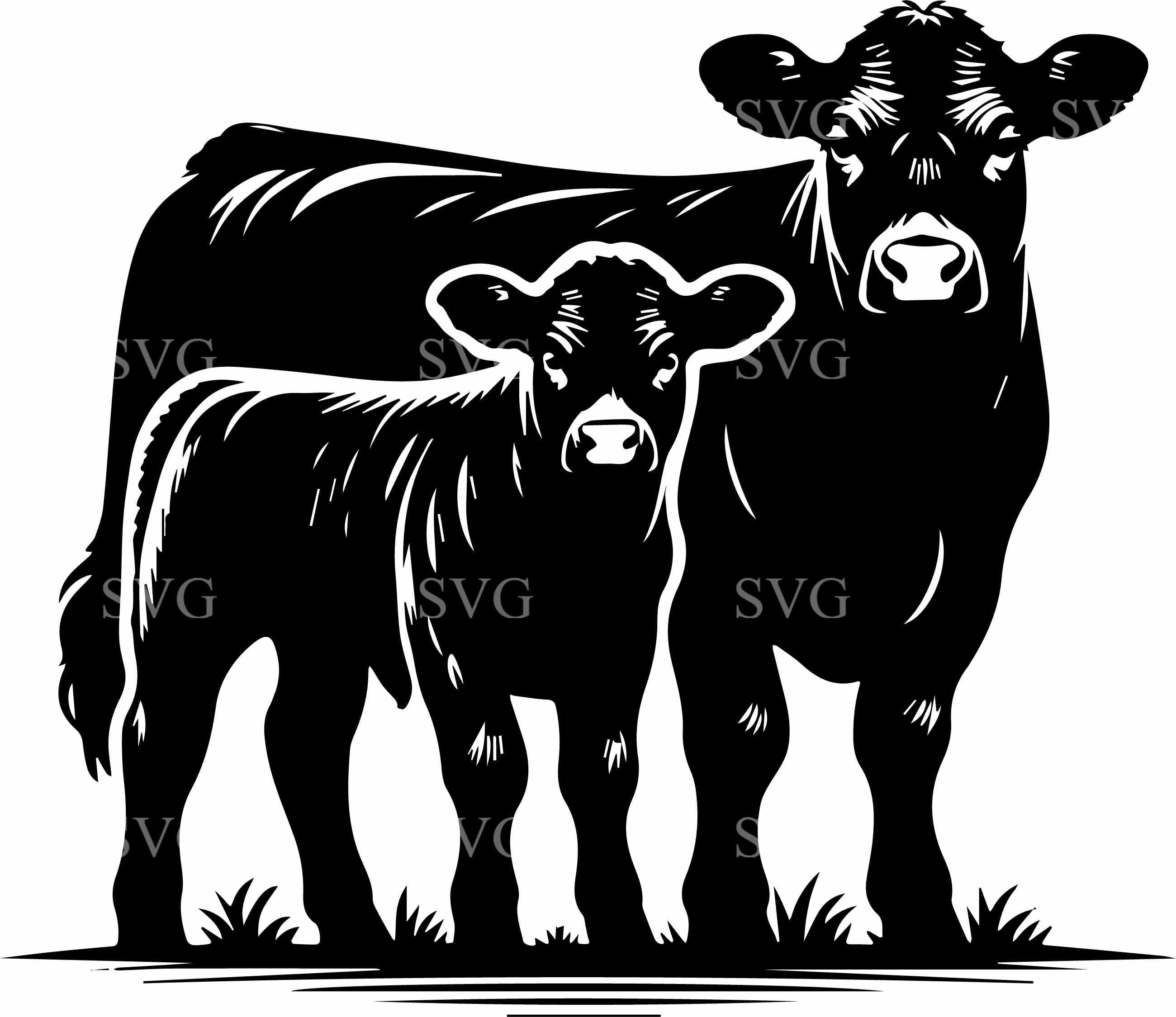 Angus Cow and Calf SVG, 5 Farm Animal Cut File, Rustic Livestock ...