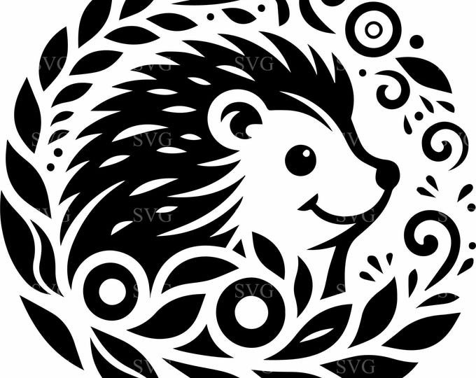 6 Hedgehog SVG Cut File Forest Animal Cricut Woodland Silhouette Leaves ...