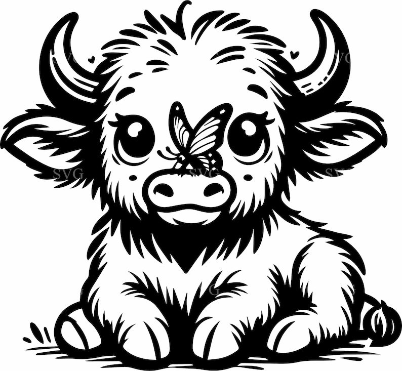 6 Farm Animal SVG Baby Buffalo Butterfly Cut File Rustic Country, Vinyl ...
