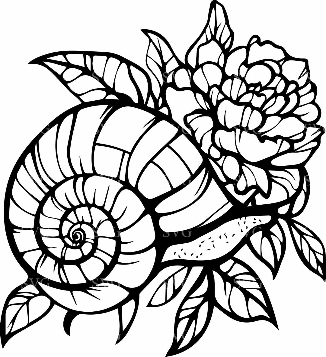 Floral Snail SVG, 8 Elegant Garden Insect With Flowers, Nature ...