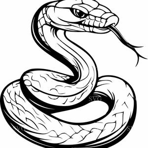 8 Coiled Snake SVG 8 Cut File - Fierce Cobra Silhouette Design - Bold ...