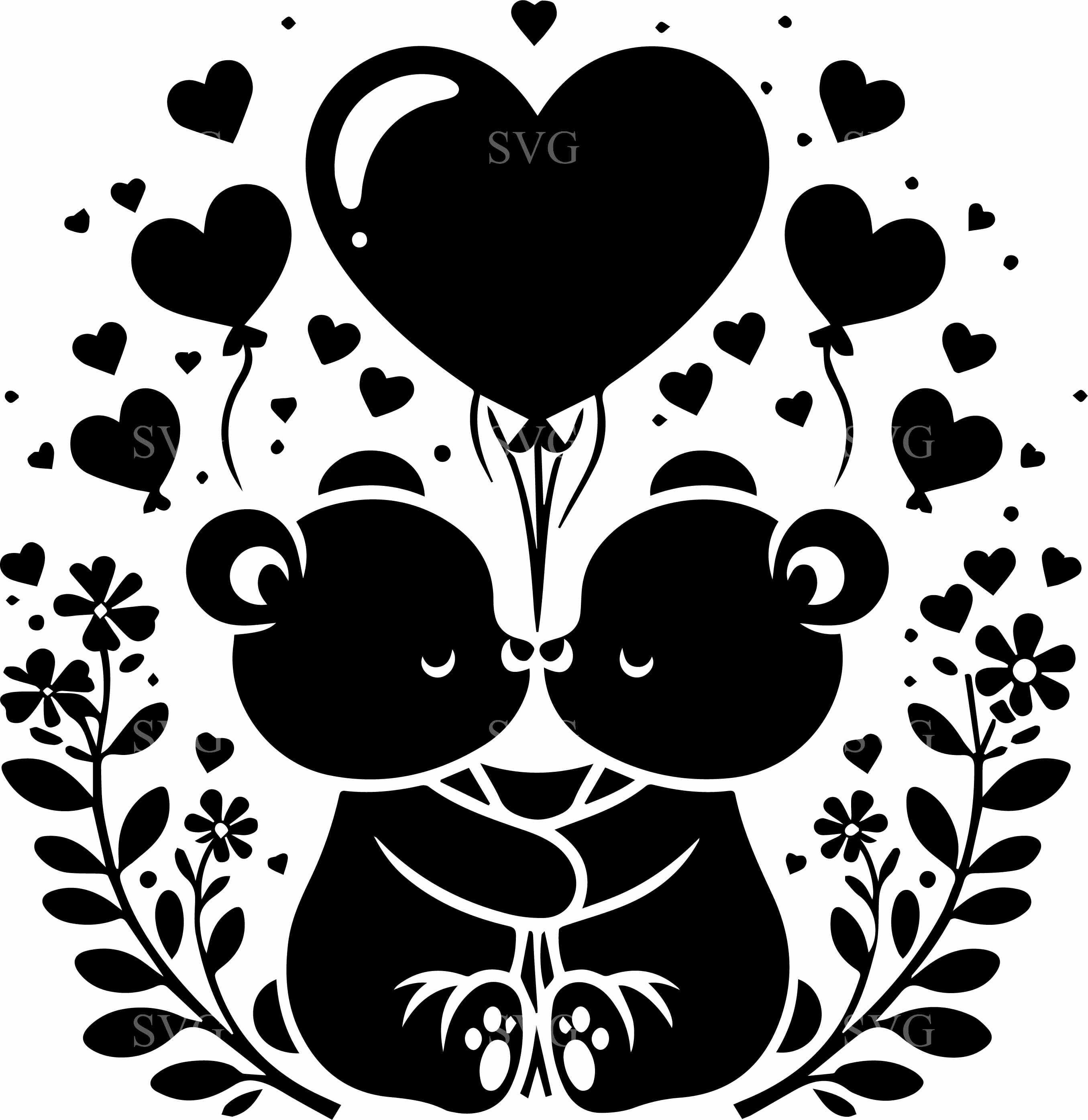 7 Love Bears SVG – Romantic Couple Cut File for Cricut, Valentine ...