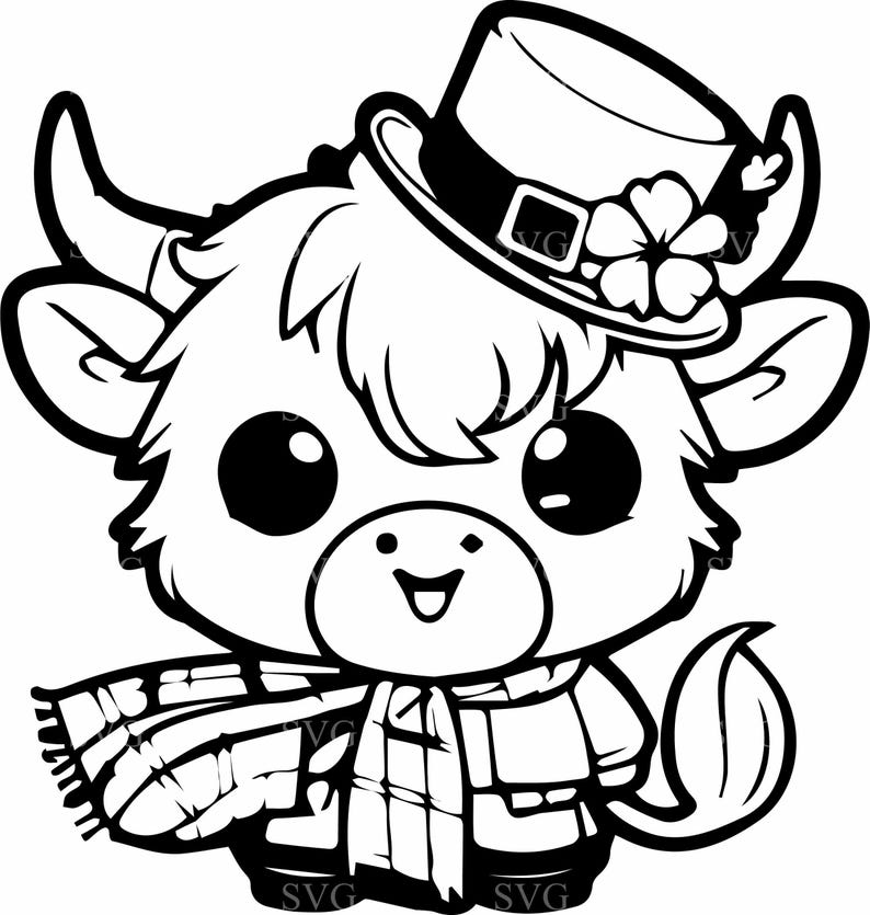 Cute Irish Cow SVG 4 Cut File | Adorable Cow With Clover and Plaid Bow ...