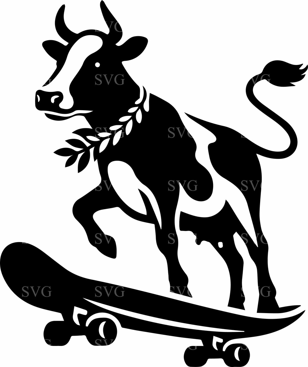 4 Funny Cow Skateboard SVG – Cool Farm Animal Silhouette Cut File for ...
