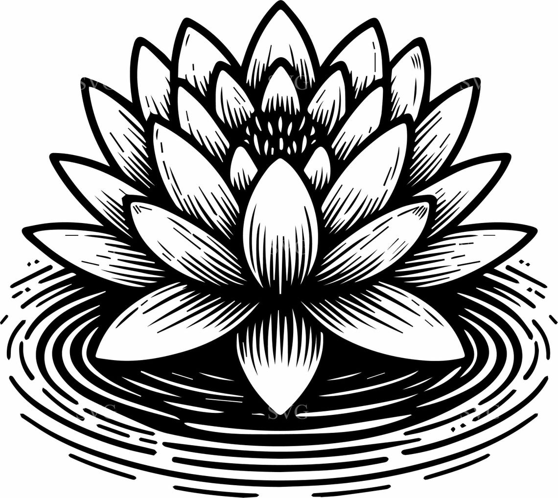 4 Water Lily SVG Lotus Flower Cut File Yoga, Meditation, Spiritual ...