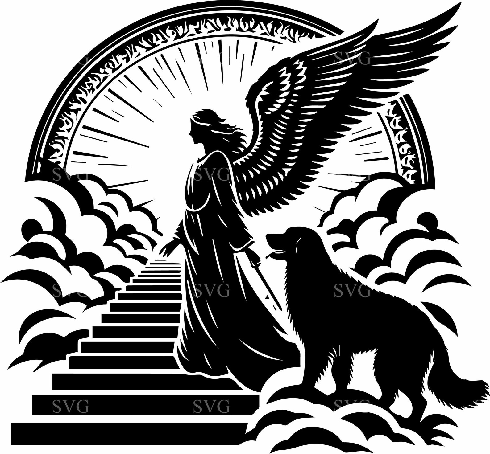 8 Angel With Dog SVG – Pet Loss Memorial SVG Cut File for Sympathy ...