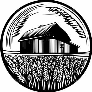 8 Farm Scene SVG Cut File | Rustic Barn Wheat Field Clipart (digital ...