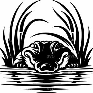Alligator in Water SVG 4 Cut File - Swamp Wildlife Design, Nature ...