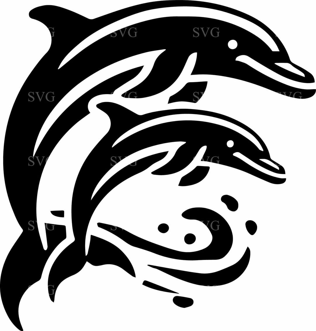 Dolphins SVG 6 Cut File - Jumping Dolphin Pair Silhouette Design ...
