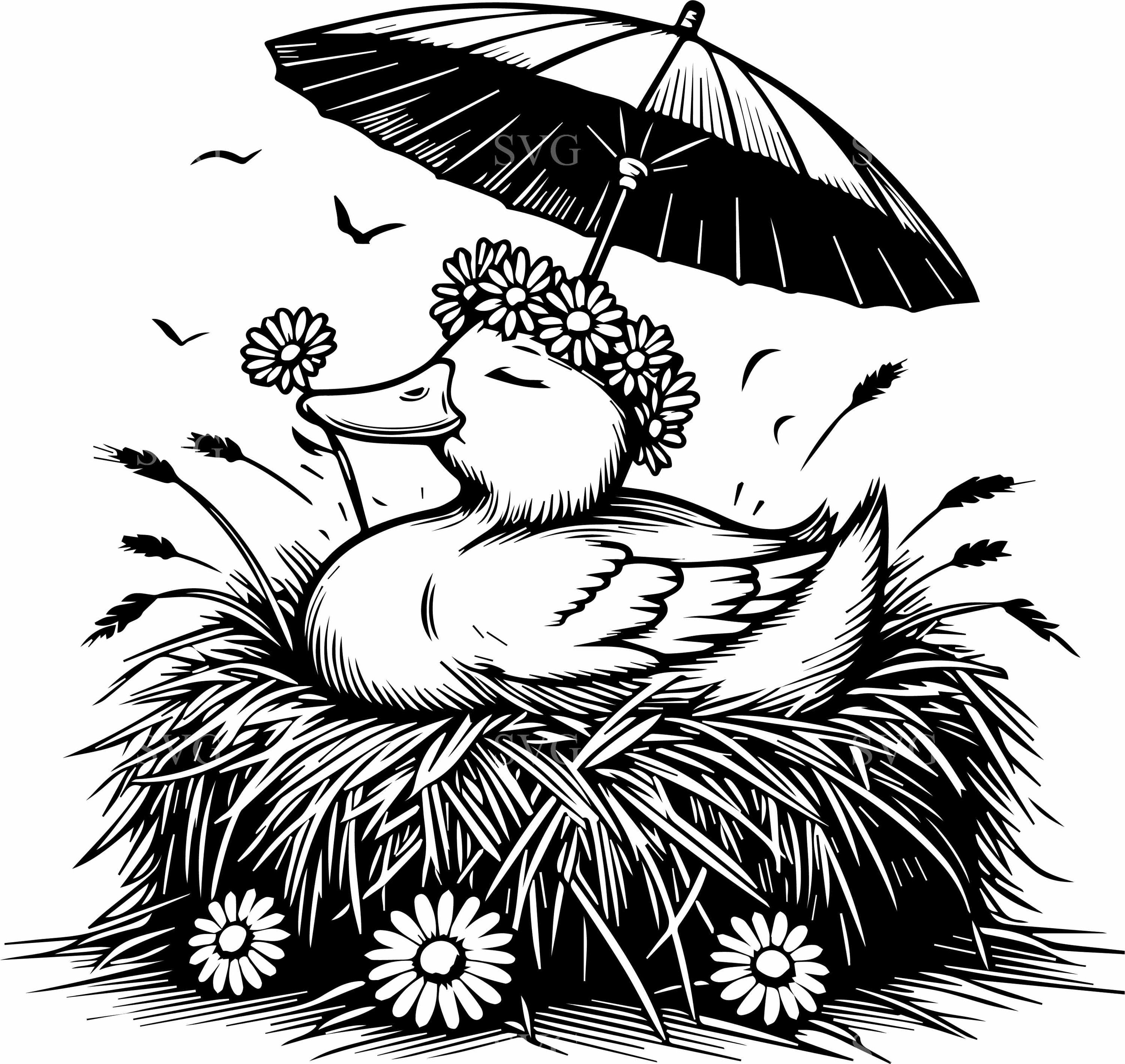 6 Umbrella Bird – 6 Duck SVG Cut File – Whimsical Spring Design for ...