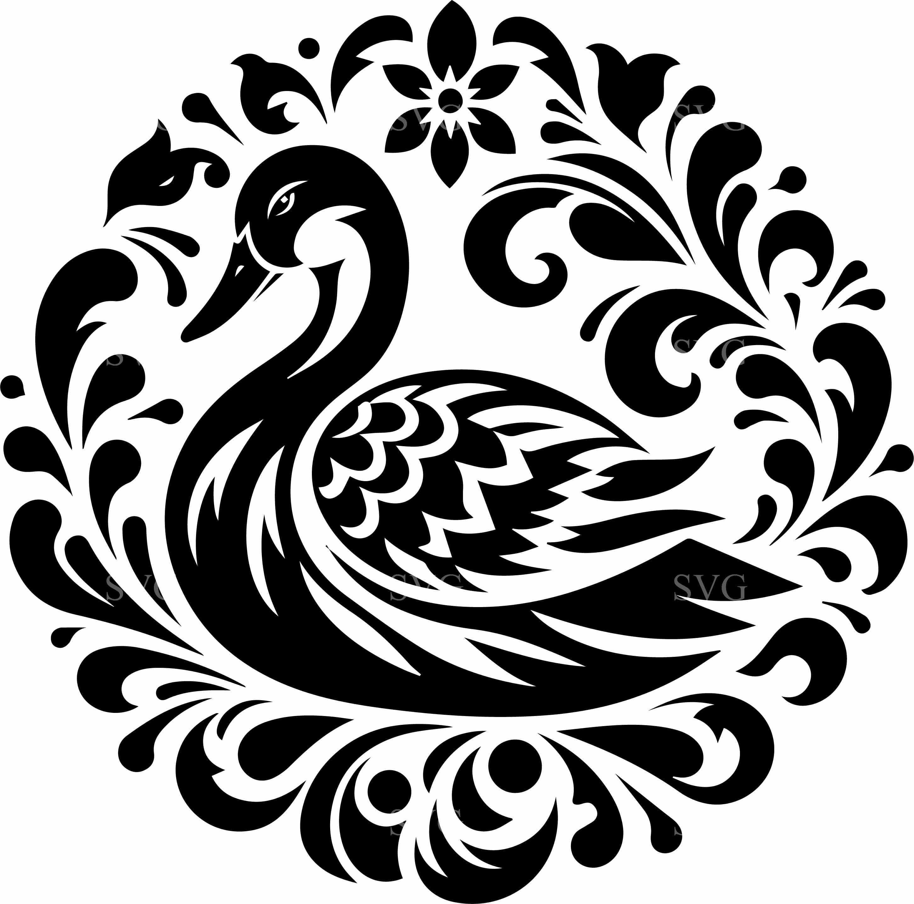 8 Floral Goose SVG – Elegant Bird Cut File for Cricut Silhouette ...