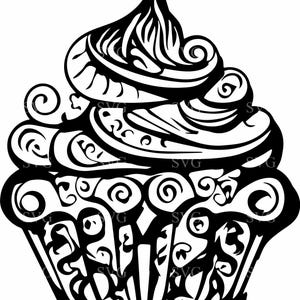 8 Cupcake SVG 8 Cut File, Intricate Swirl Cupcake Laser Cut, Layered ...