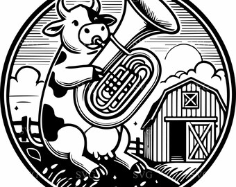 3 Cow Playing Tuba SVG | Farm Animal Music Clipart (digital File) - Etsy