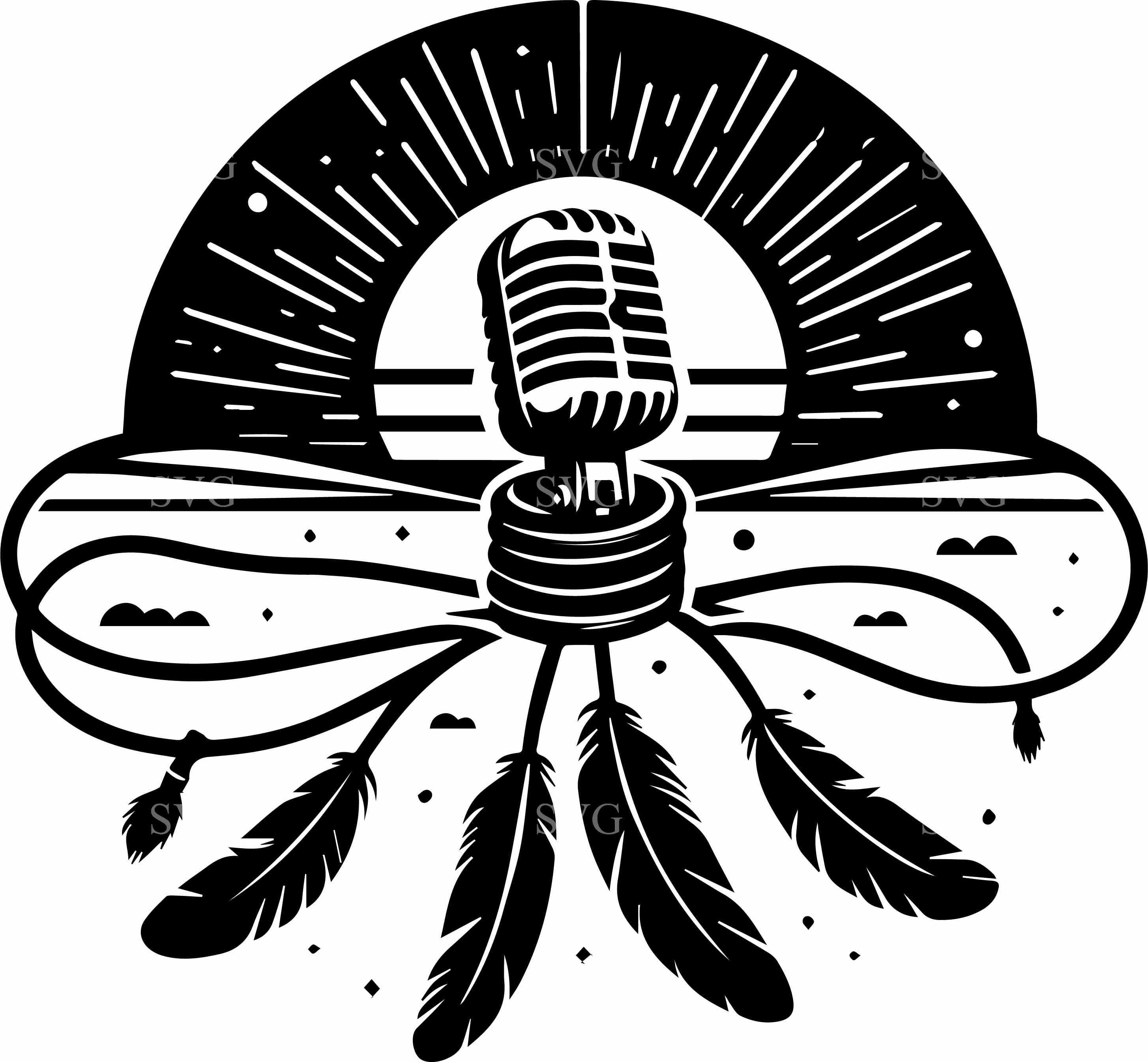7 Western Microphone SVG – Sunset, Rope & Feathers Clipart (digital Cut ...