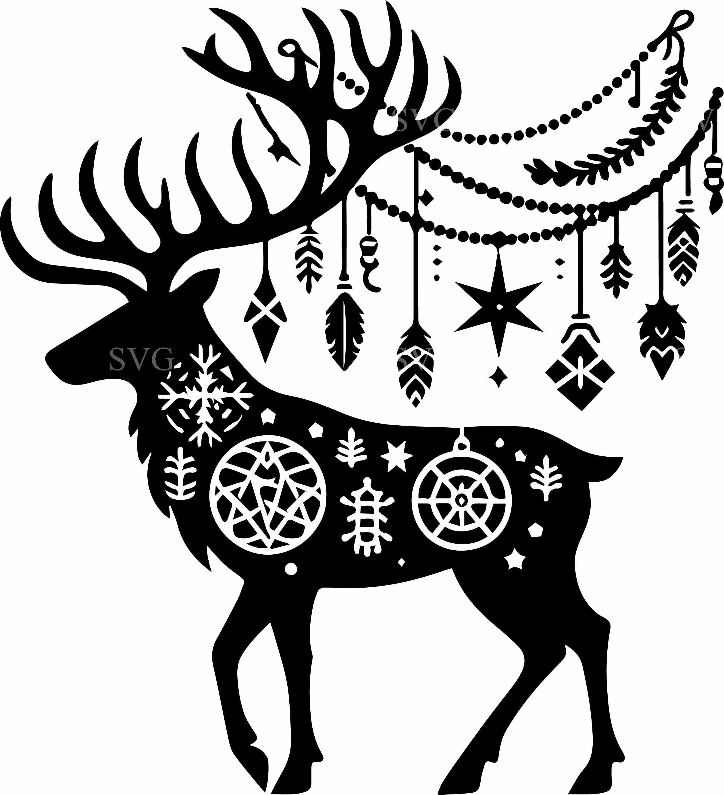 8 Winter Deer SVG – 8 Nordic Reindeer Cut File – Christmas Forest ...