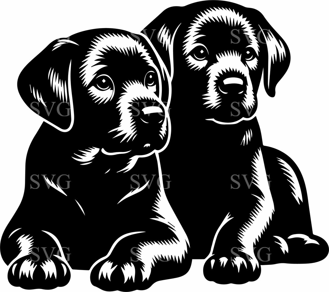 Lab Puppies SVG 6 Cut File, Cute Labrador Silhouette, Dog Clipart, Pet ...