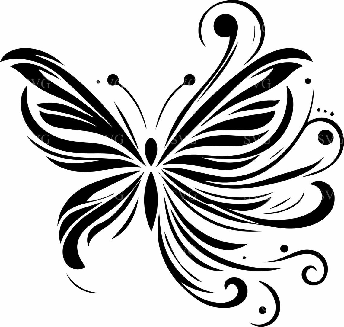 6 Butterfly Swirl SVG Cut File | Elegant Insect Silhouette for Crafts ...