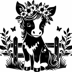 6 Floral Pony SVG Cut File, Cute Baby Horse With Flower Crown and Fence ...