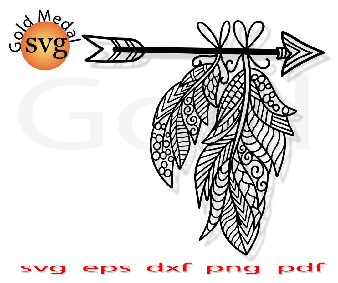 Feather Arrow Svg, Arrow Svg, Tribal Arrow Svg, Boho Svg, Boho Arrow ...