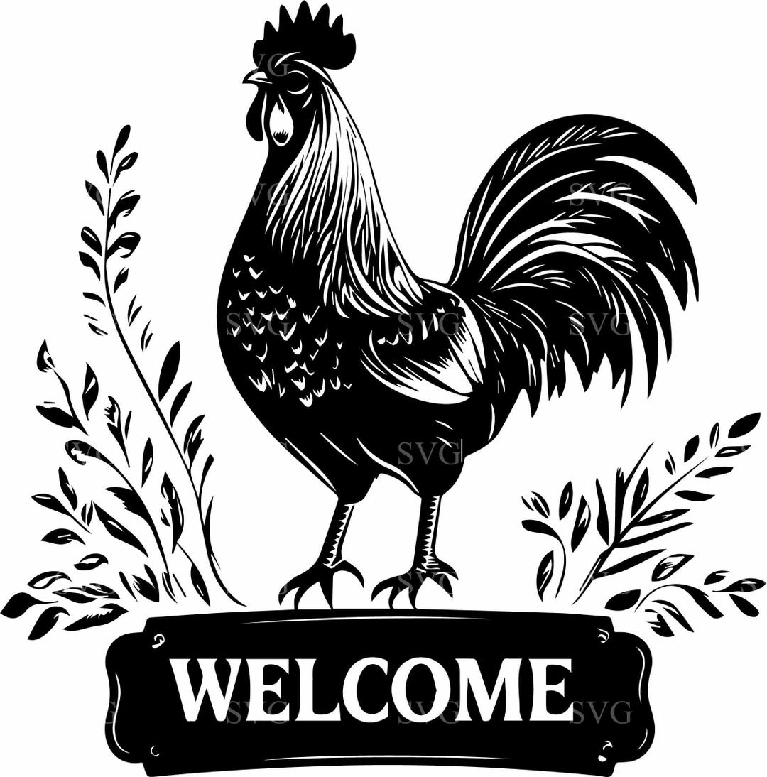 4 Rooster SVG Cut File | Farmhouse Chicken Silhouette | Rustic Kitchen ...