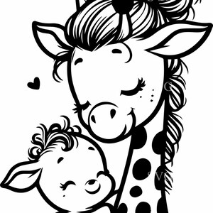 5 Giraffe Mom and Baby SVG Cut File | 5 Cute Safari Animal Clipart ...
