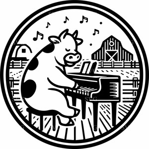 Cow Playing Piano SVG, 3 Whimsical Farm Animal With Musical Scene Cut ...