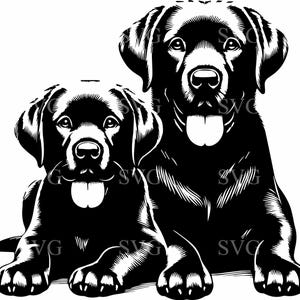 Lab Puppies SVG 6 Cut File, Cute Labrador Silhouette, Dog Clipart, Pet ...